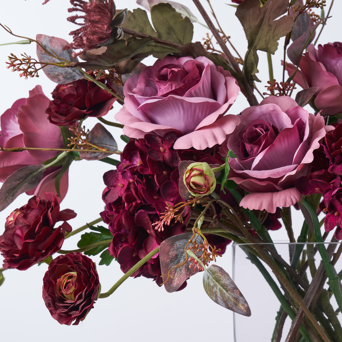 Moonlit Vineyard - Wine Hydrangea, Mauve Rose & Burgundy Spider Mum Fa – Darby Creek Trading