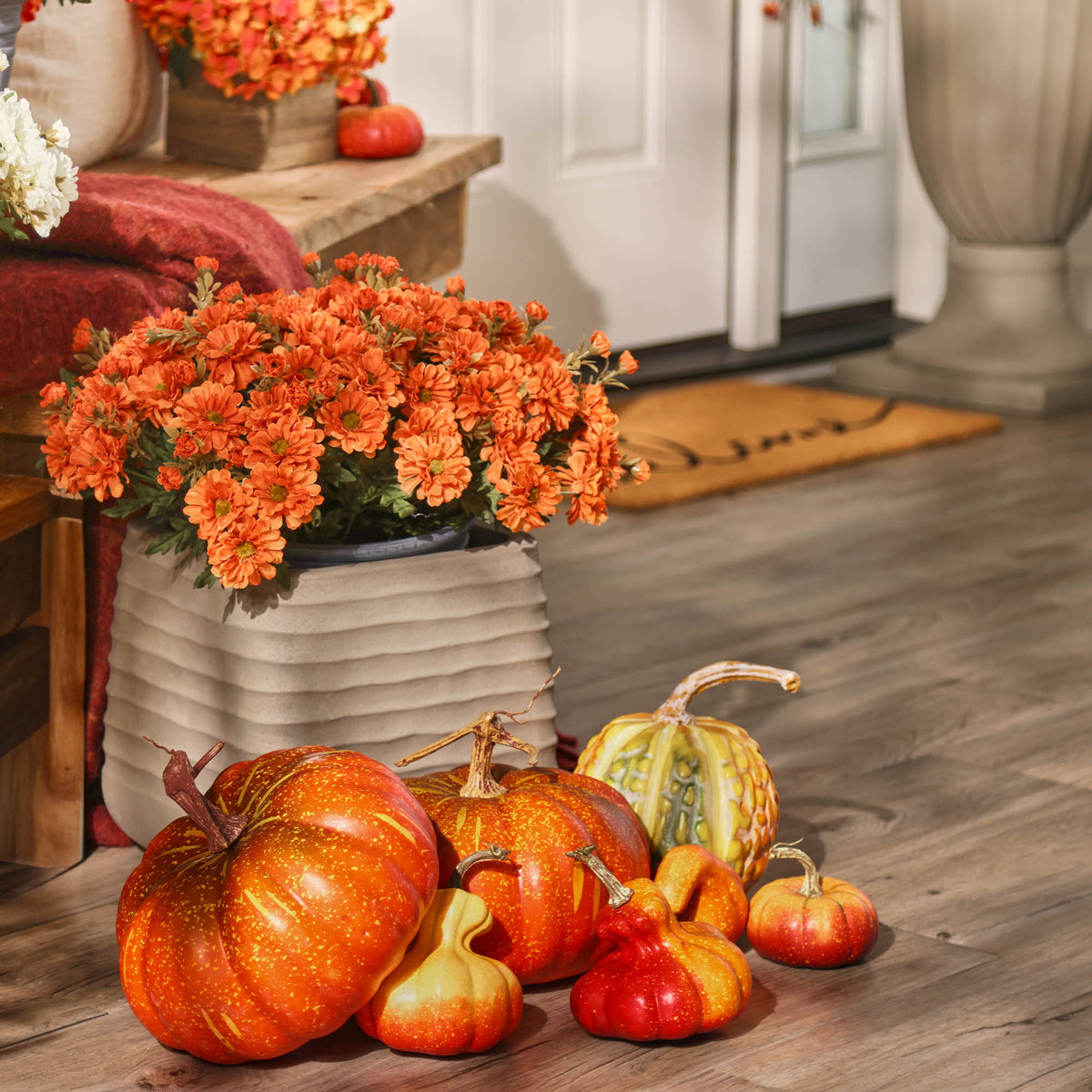 Flame Orange Pumpkin & Gourd Thanksgiving Fall Harvest Home Decor - Se ...