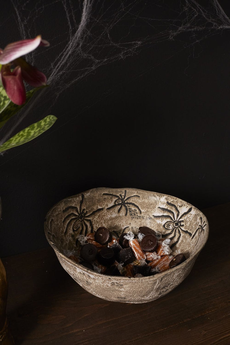 Creepy Crawler Ceramic Black Widow Spider Halloween Candy Bowl & Budva ...