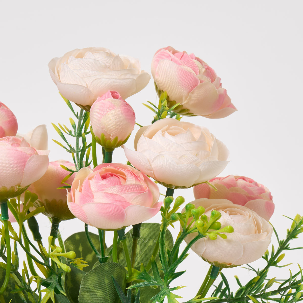 Cream & Light Pink Vintage Ranunculus Bush Faux Floral Stem Bouquet ...