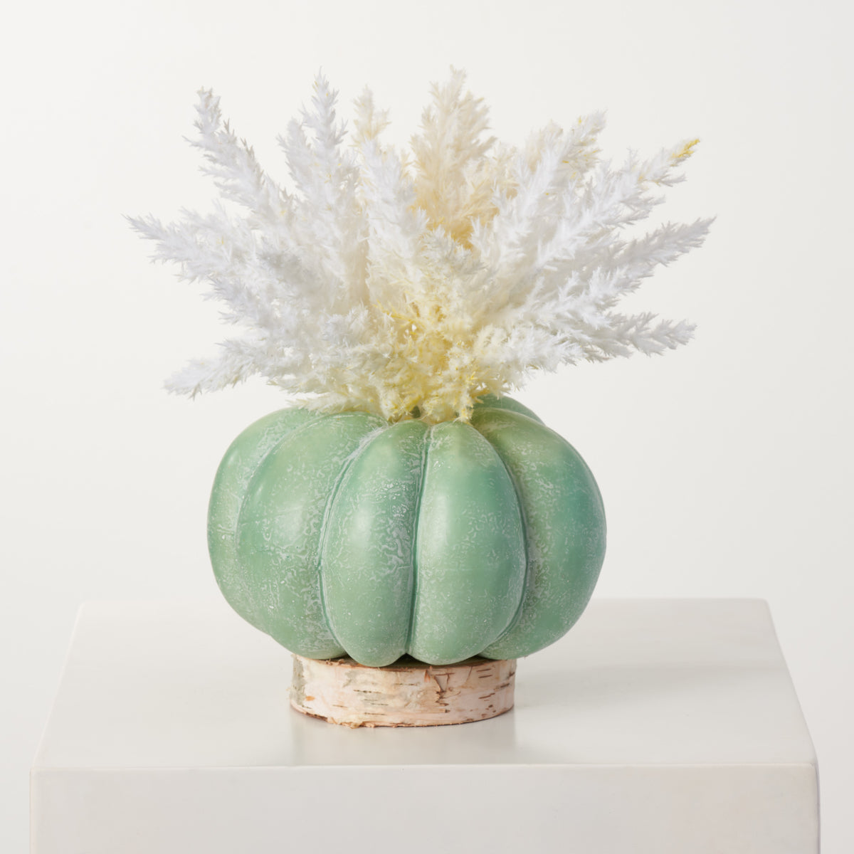 Pampas Grass Pumpkin Centerpiece on Birch Disc Fall Floral Decor Arran ...