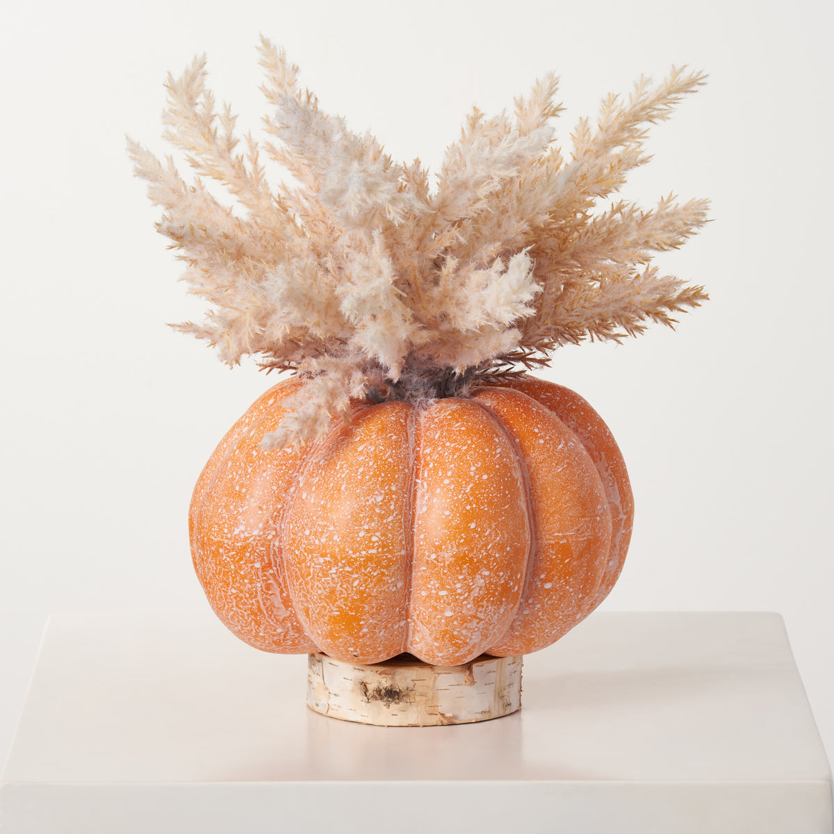Pampas Grass Pumpkin Centerpiece on Birch Disc Fall Floral Decor Arran ...