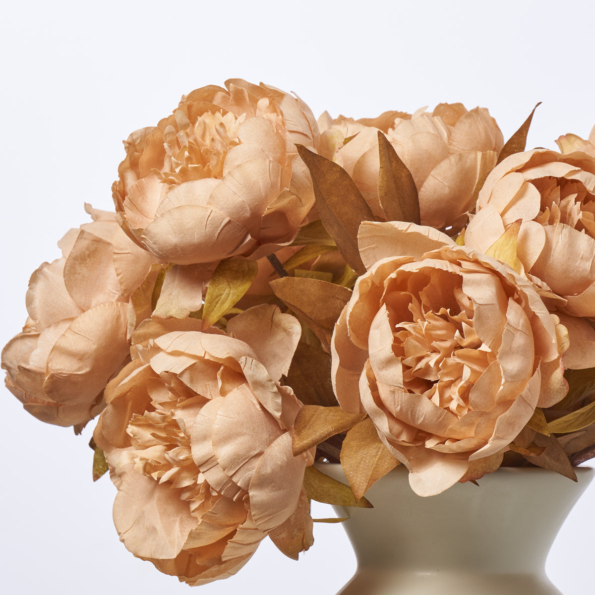 Cafe Au Lait Peonies In Cream Color Rounded Matte Vase Everyday Neutra ...