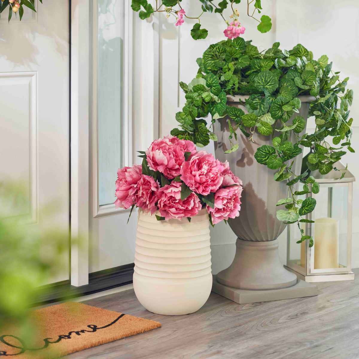 Faux Beauty Pink Peony Bush Outdoor Urn Filler Spring Summer Arrangeme ...