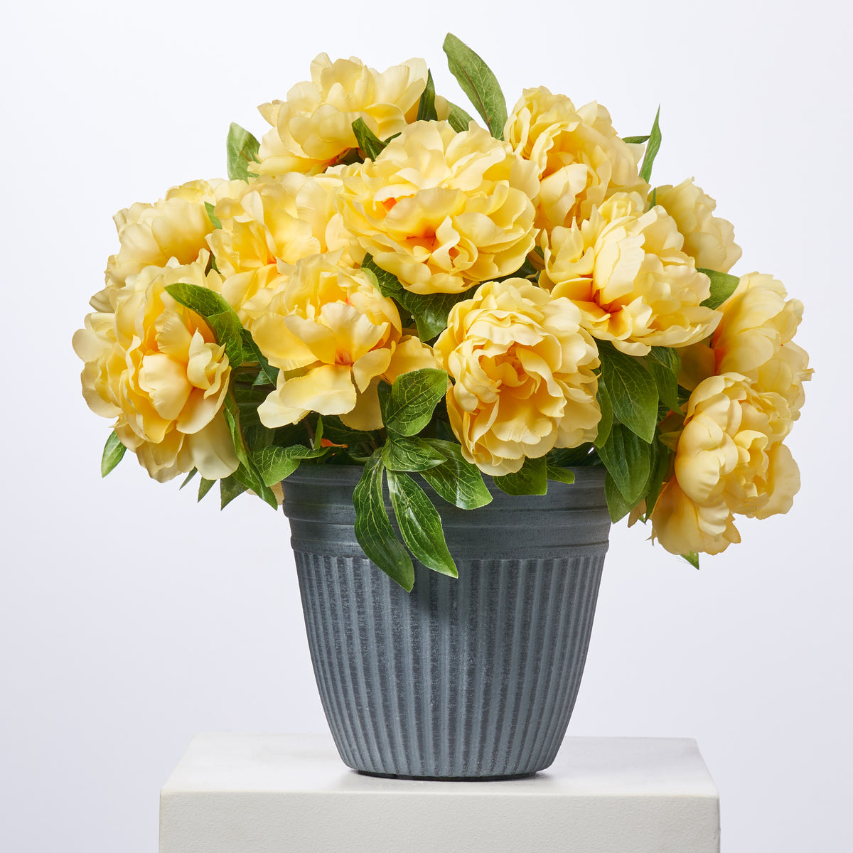 Faux Yellow Peony Bush Outdoor Urn Filler Spring Summer Arrangement ...