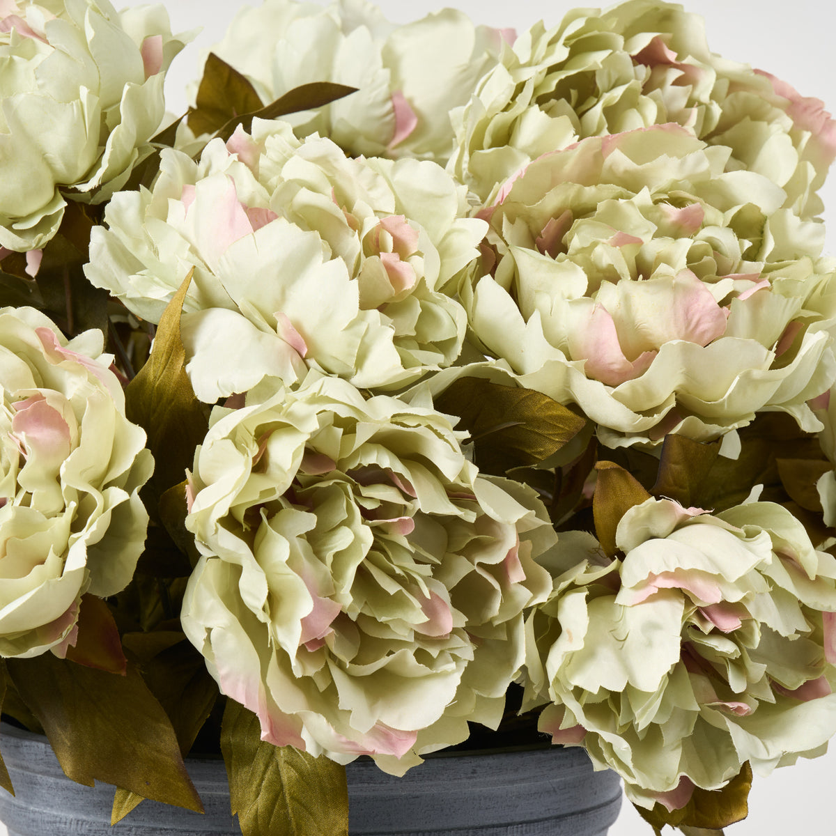 Dried-Look Faux Autumn Peony Bush Foliage Outdoor Urn Filler Front Por ...