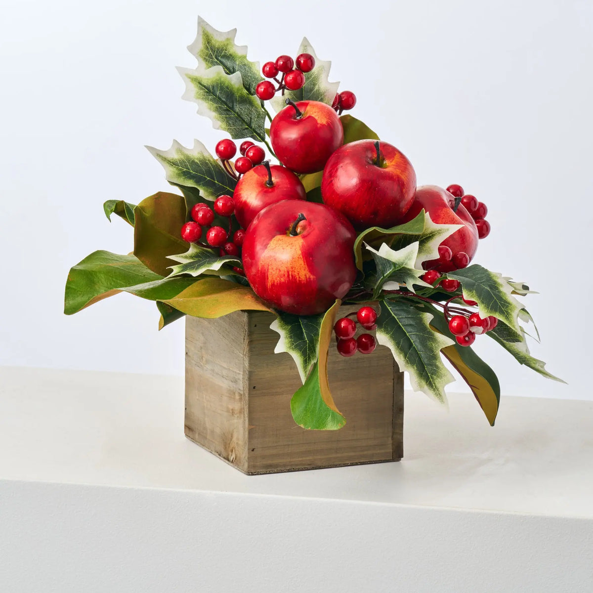 Classic Red Apple, Holly & Magnolia Leaf Christmas Arrangement in Smal ...