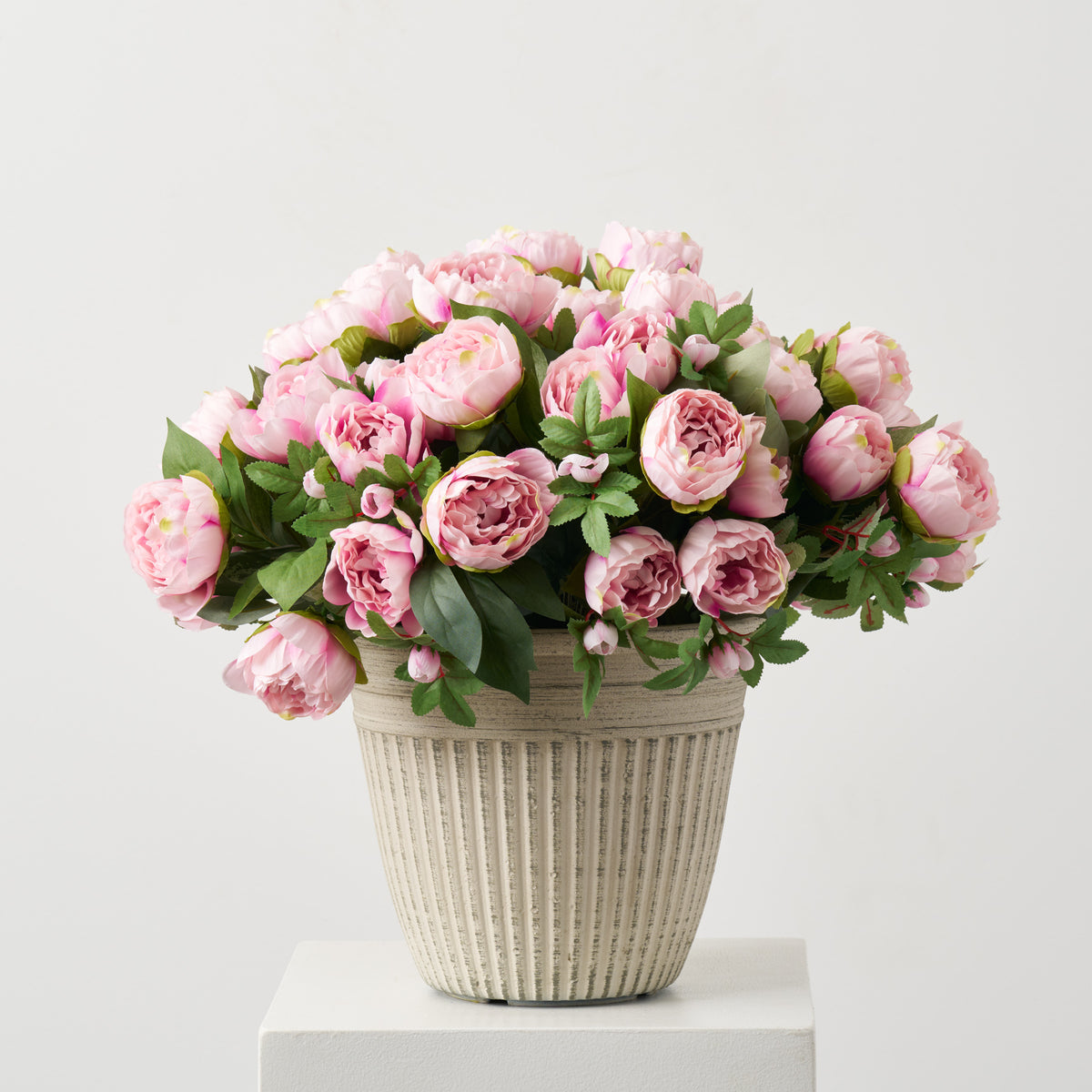 Faux Light Pink Backyard Peony Bush Outdoor Urn Filler Spring Summer A ...