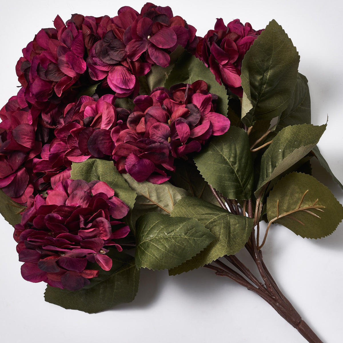 Burgundy Plum Silk Hydrangea Bush Faux Floral Bouquet - 21" – Darby ...