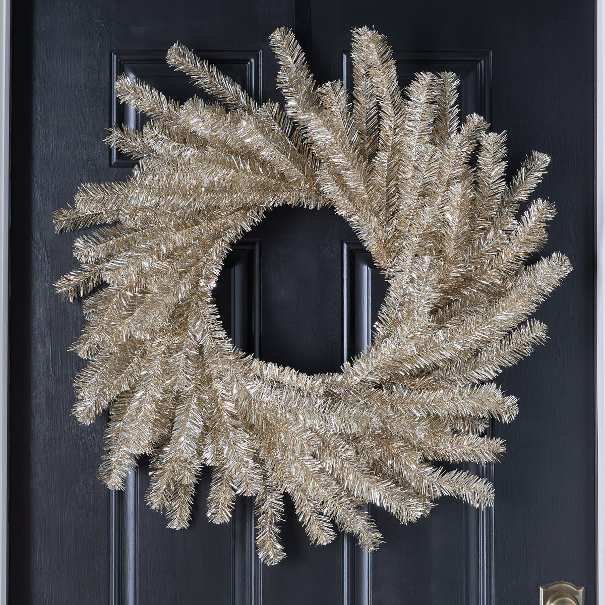Silver & Gold Metallic Soft Touch Tinsel Wreath Glitzy New Year's Holi ...