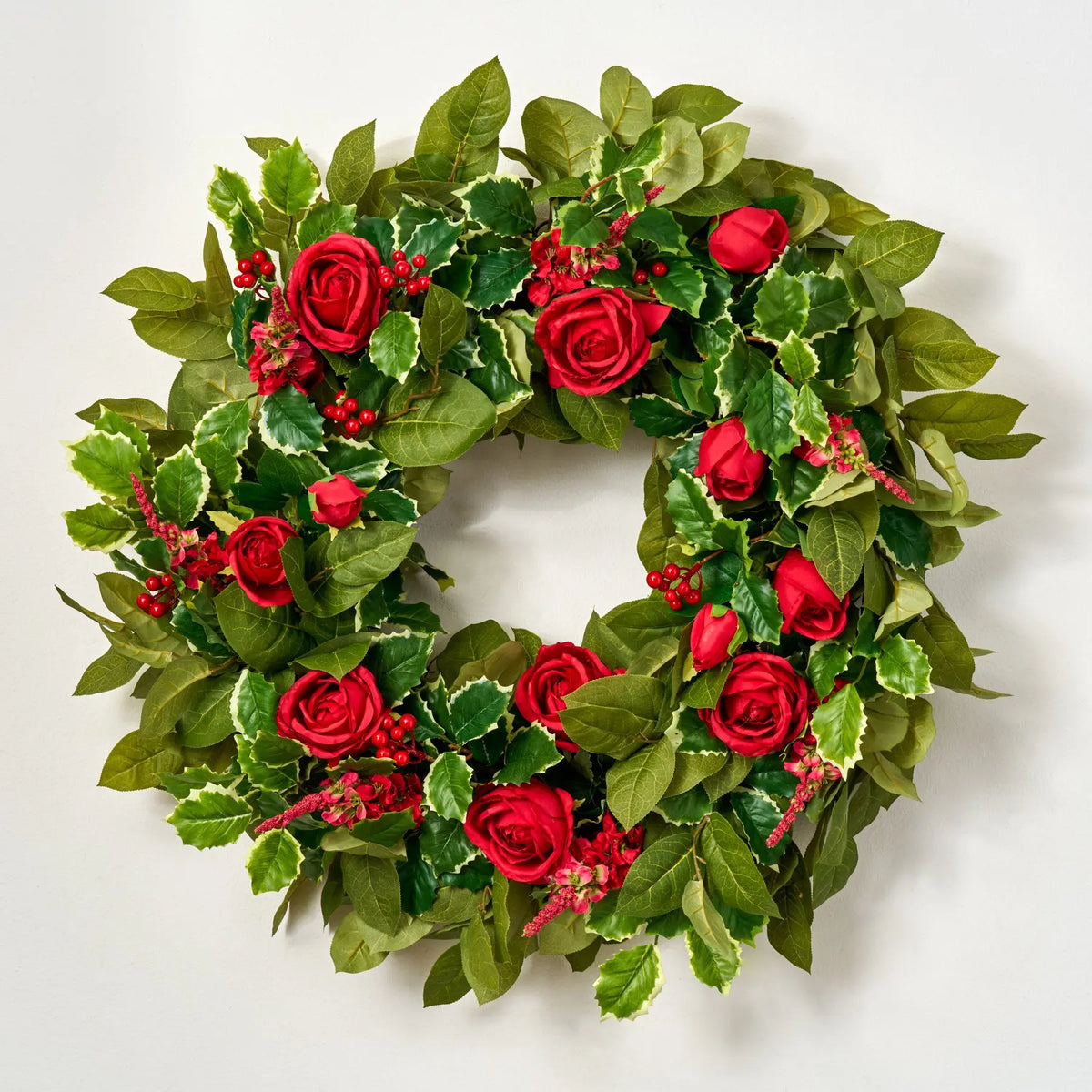Holly Jolly Christmas - Red Rose, Green Salal Leaf & Variegated Berry ...