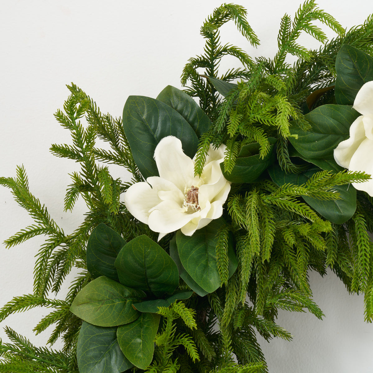 Grand Lux Christmas Wreath - White Magnolia Norfolk Pine | Extra Large ...