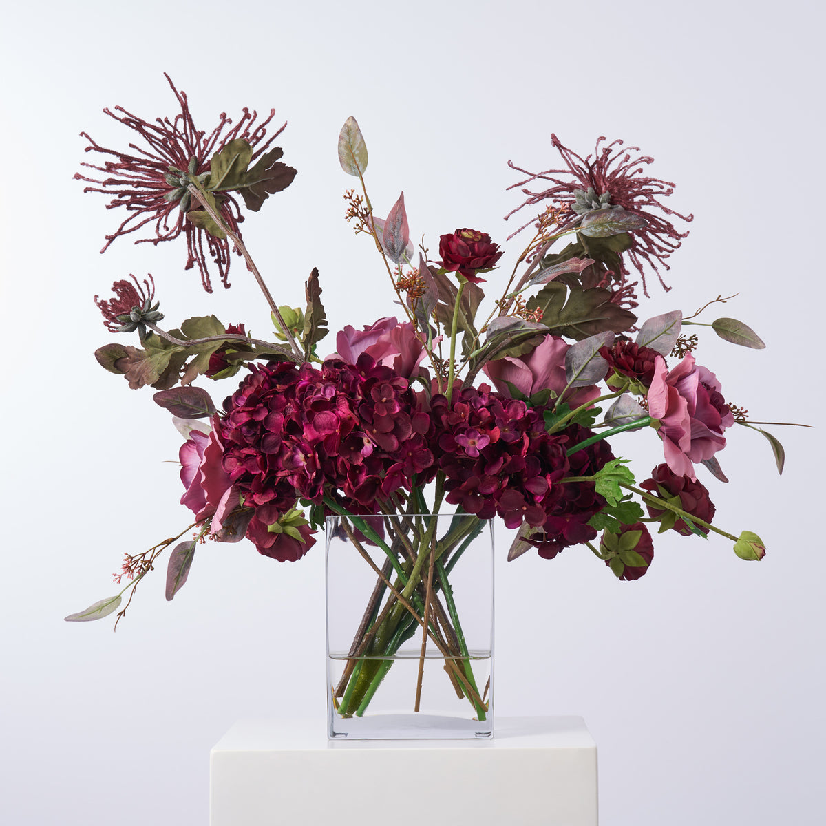 Moonlit Vineyard - Wine Hydrangea, Mauve Rose & Burgundy Spider Mum Fa – Darby Creek Trading