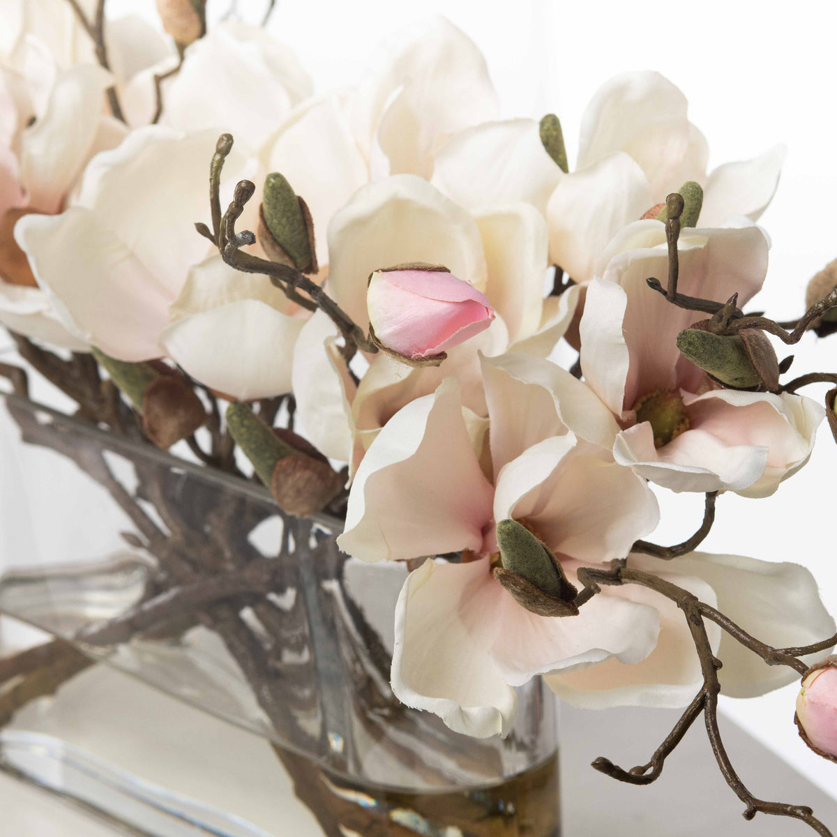 Magnolia Blooms & Branches In Large Modern Saucer Style Vase Everyday ...
