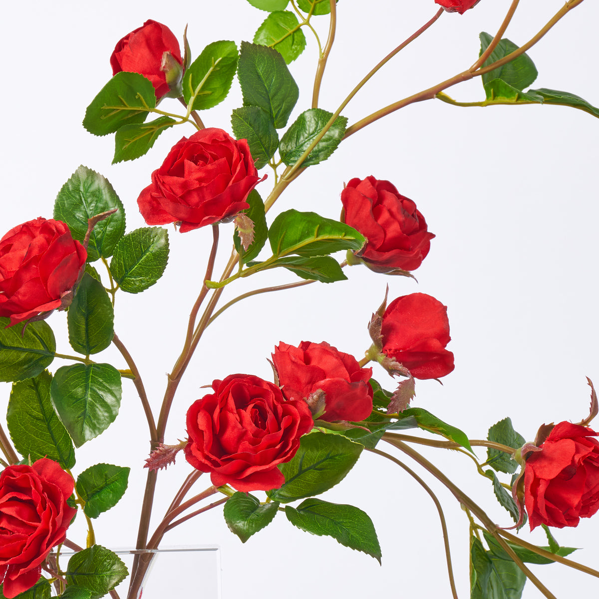 Real Touch Climbing Floribunda Red Rose Vining Bloom Branches In Cryst ...