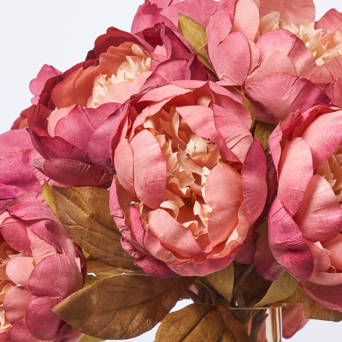 Mauve Pink Lux Peonies In Amber Tone Ball Vase Spring Water Illusion A ...