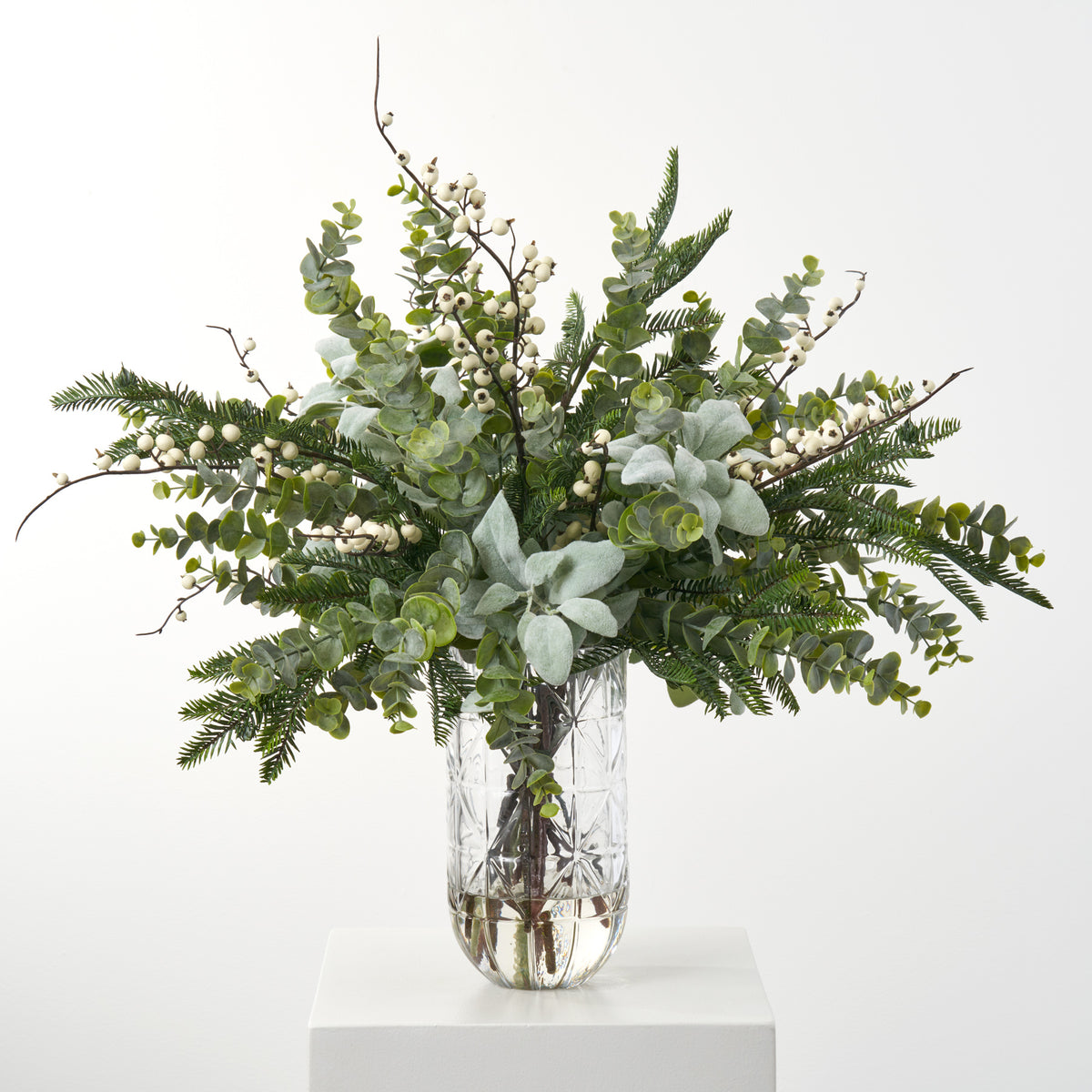 Deluxe Winter Green - Fraser Fir, Eucalyptus, Lamb's Ear & White Snowb ...