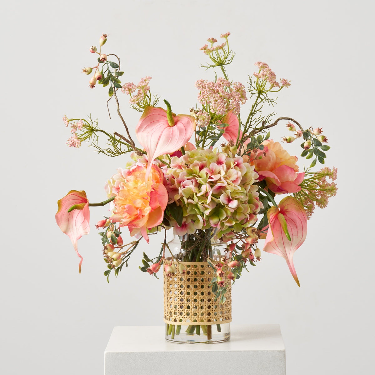 Tropical Breeze - Lifelike Green Pink Hydrangea, Sunset Peony, Anthuri ...