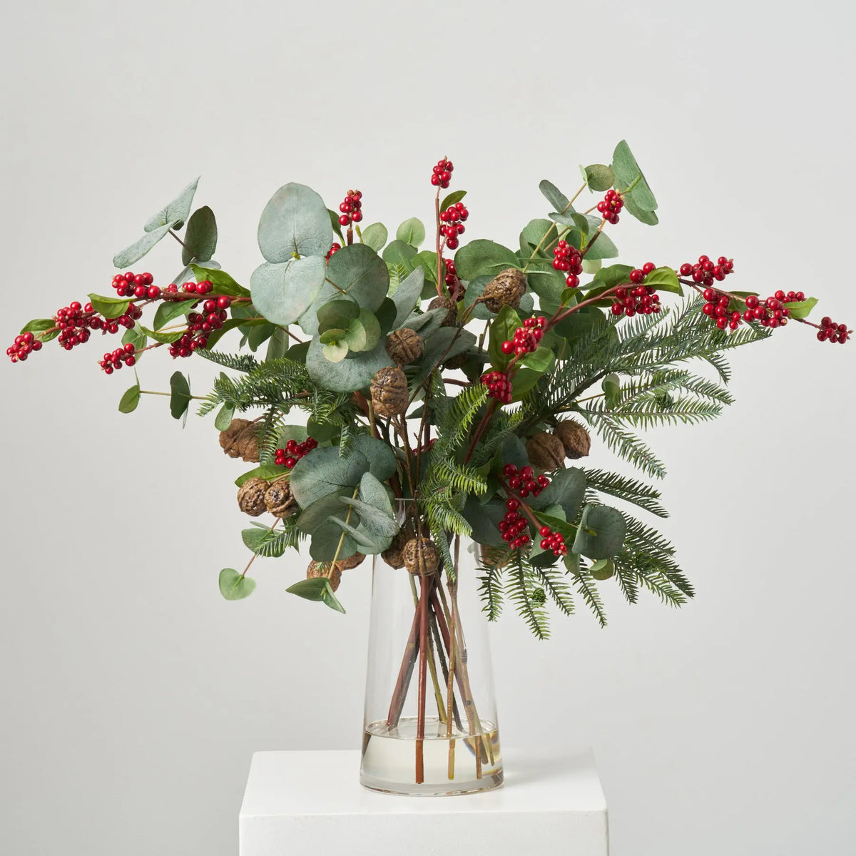 Holiday Deluxe - Red Winterberry, Botanical Eucalyptus, Pine Branch ...