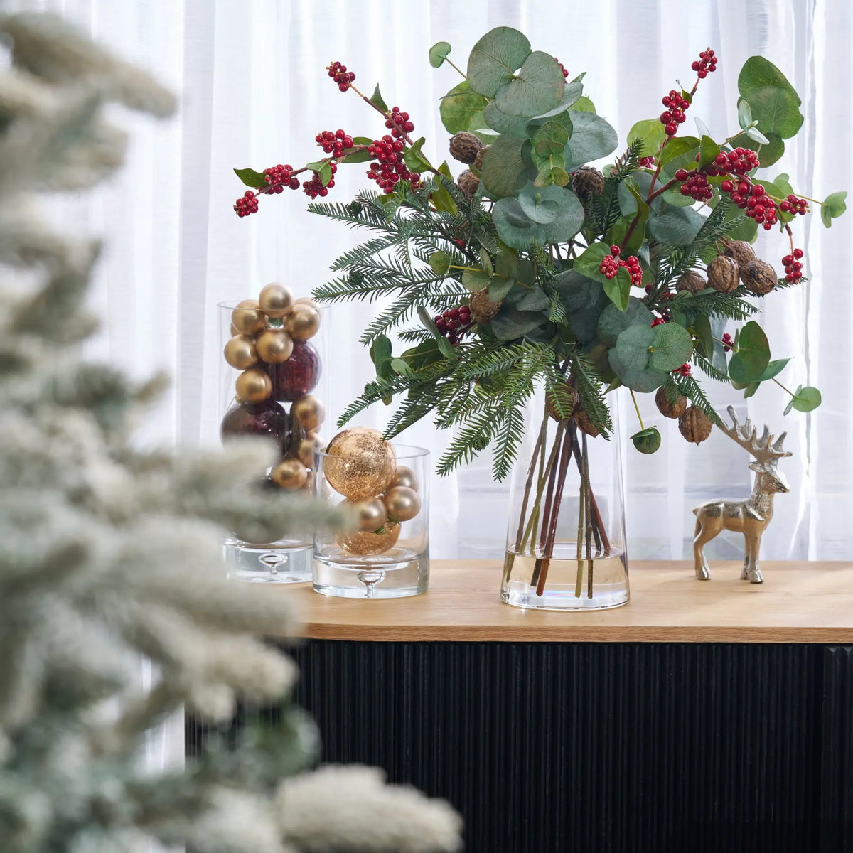 Holiday Deluxe - Red Winterberry, Botanical Eucalyptus, Pine Branch ...