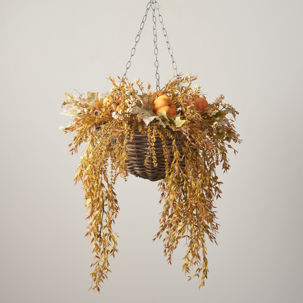 Fall Harvest Pumpkin Hanging Basket Fall Floral Arrangement Swag ...