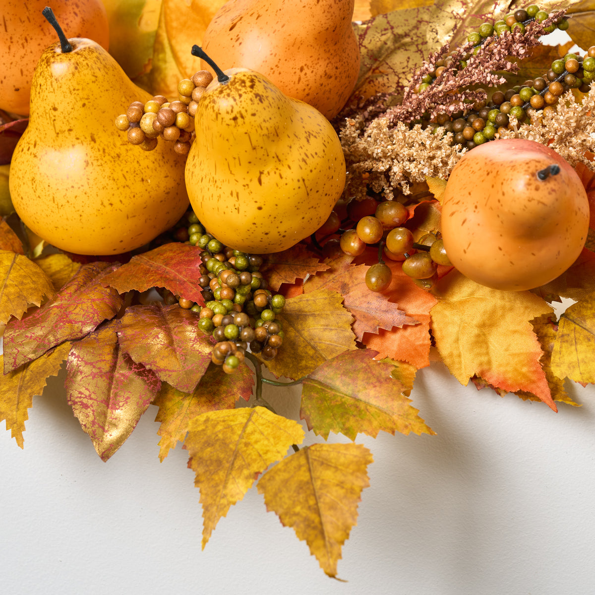Golden Yellow Pear, Birch & Maple Leaf Flat Centerpiece Arrangement De ...