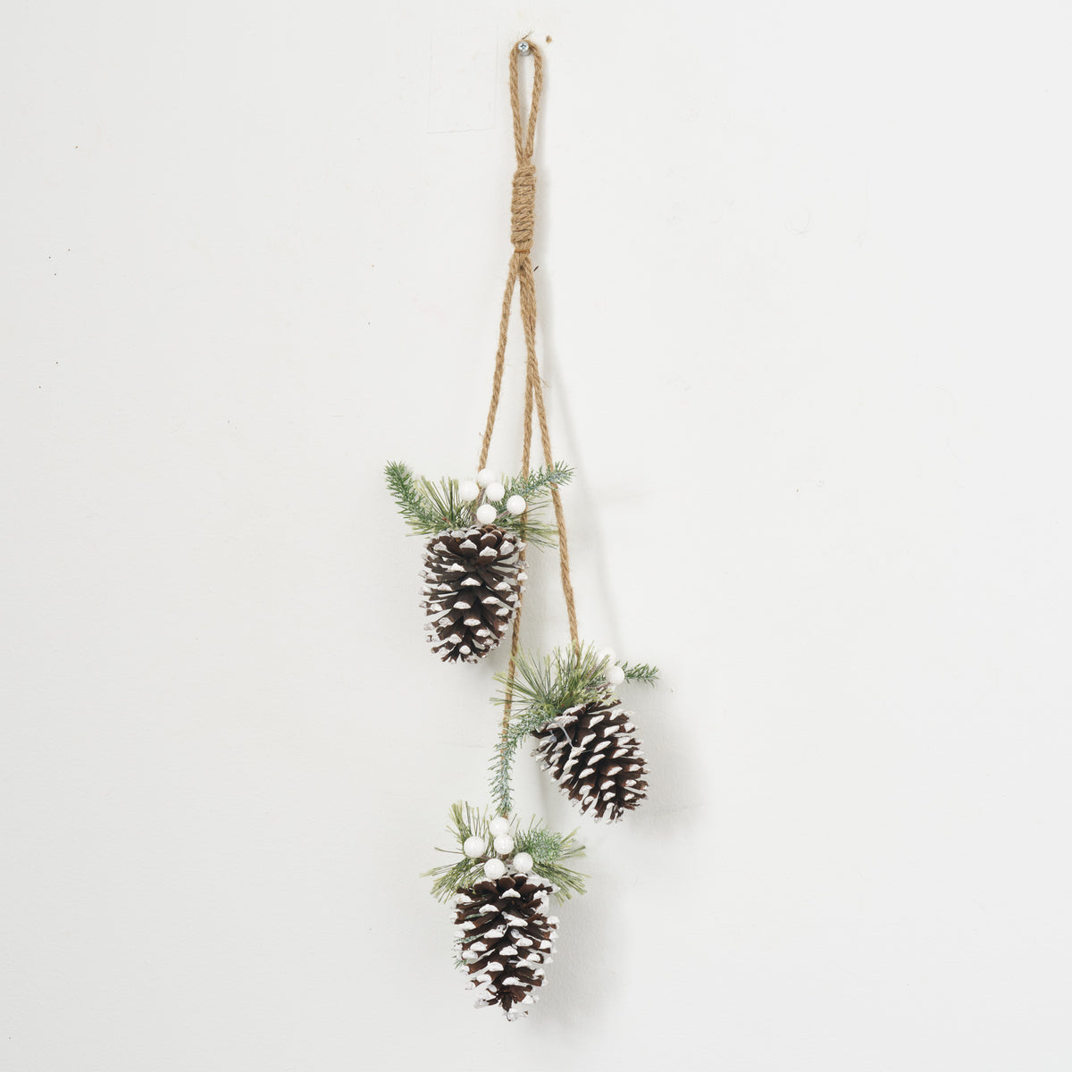 Hanging Frosted Pinecone Christmas Decor Swag with Jute Rope – Darby ...