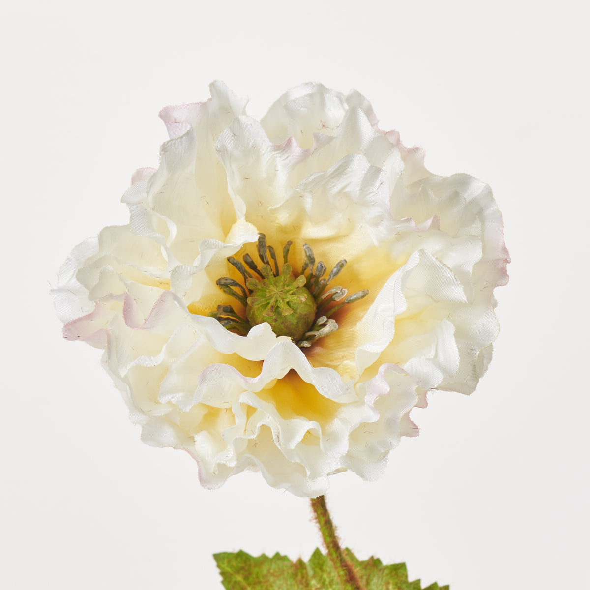 White Bloom & Bud Silk Double Ruffle Poppy Stem Spray - 28" – Darby ...