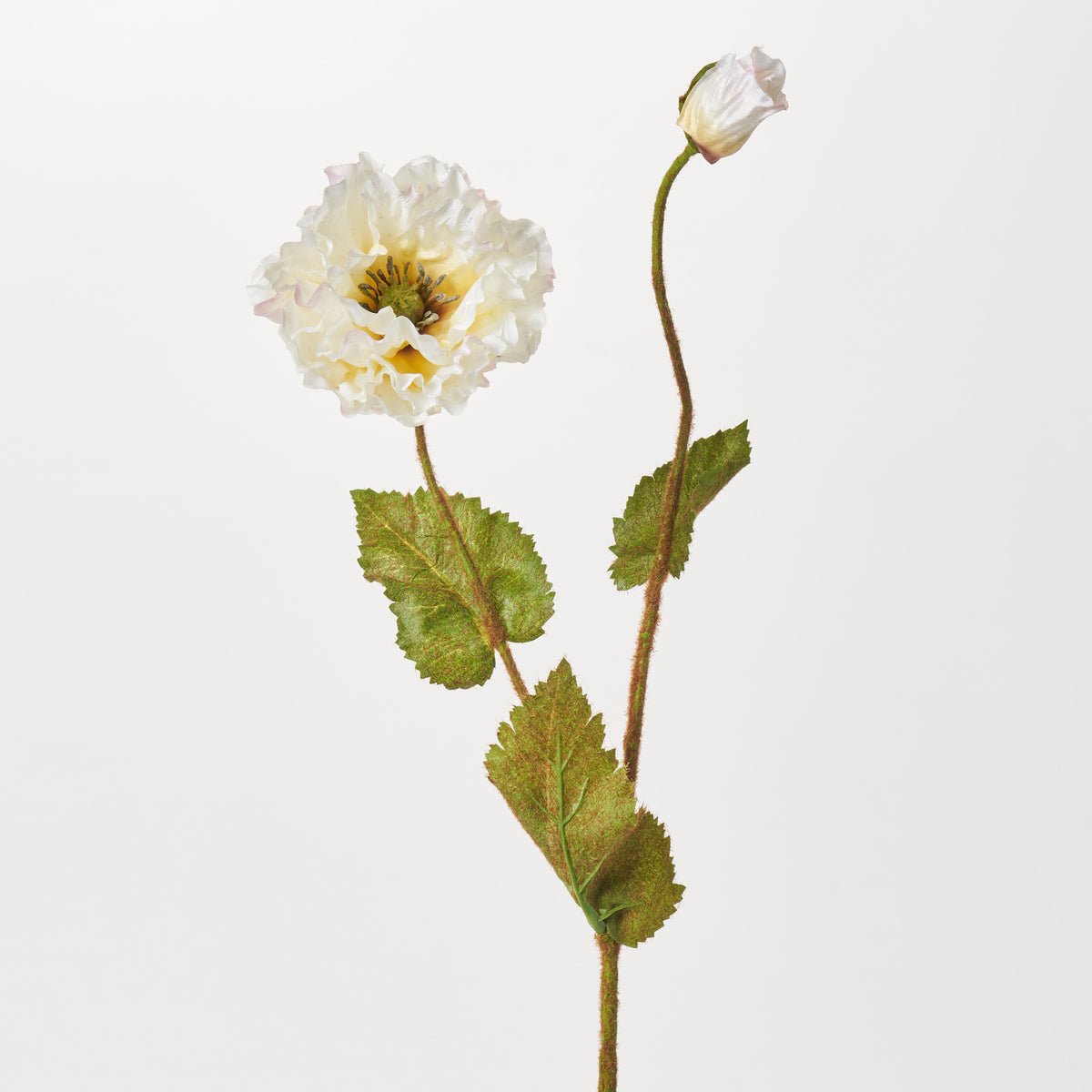 White Bloom & Bud Silk Double Ruffle Poppy Stem Spray - 28" – Darby ...