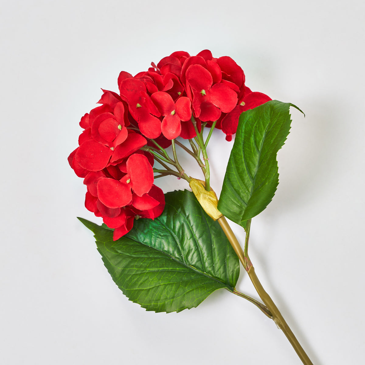 Holiday Red Lifelike Silk Hydrangea Bloom Single Stem Spray - 21 ...