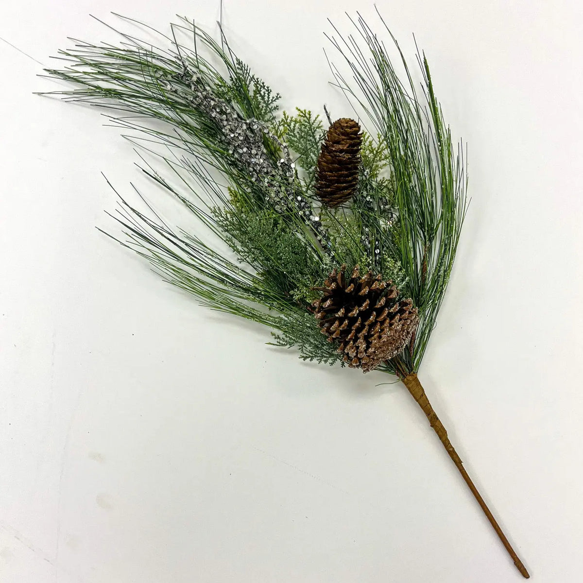 Long Needle Pine, Icy Faux Twig & Pinecone Decorative Winter Pick ...