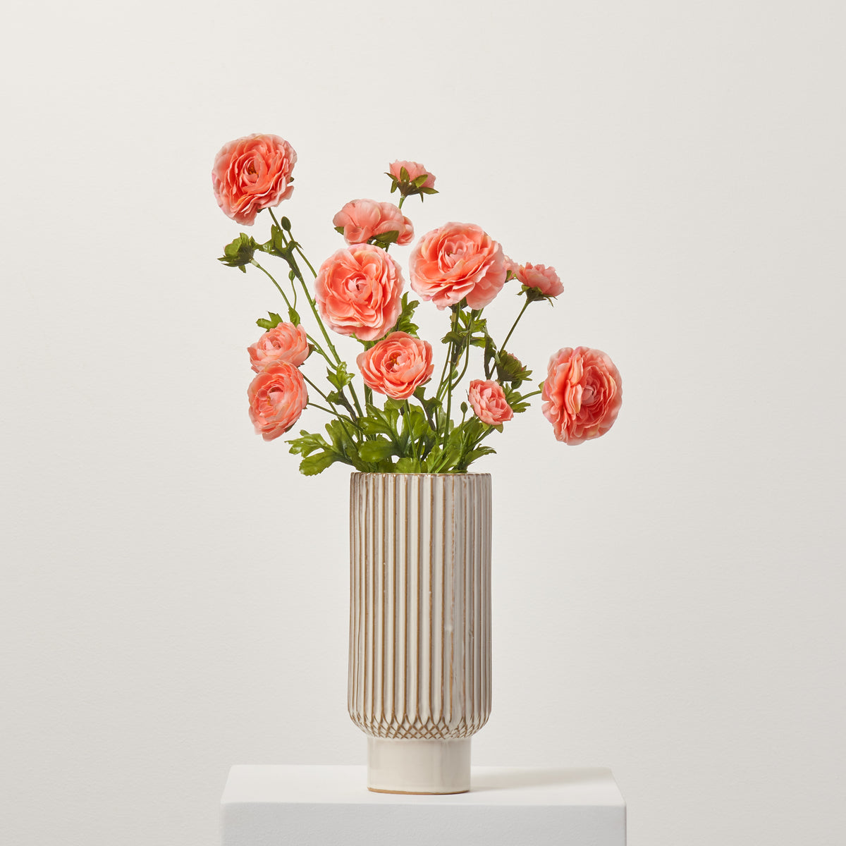 Blooming Pink Peach Ranunculus Spray Single Faux Floral Stem - 26 ...