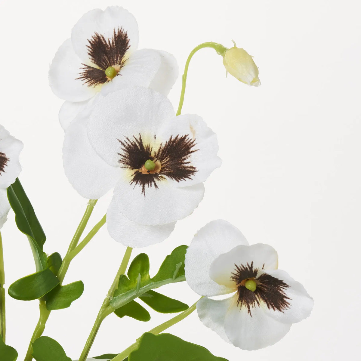 White Faux Floral Silk Pansy Spray with Wired Stems - 15" – Darby Creek ...
