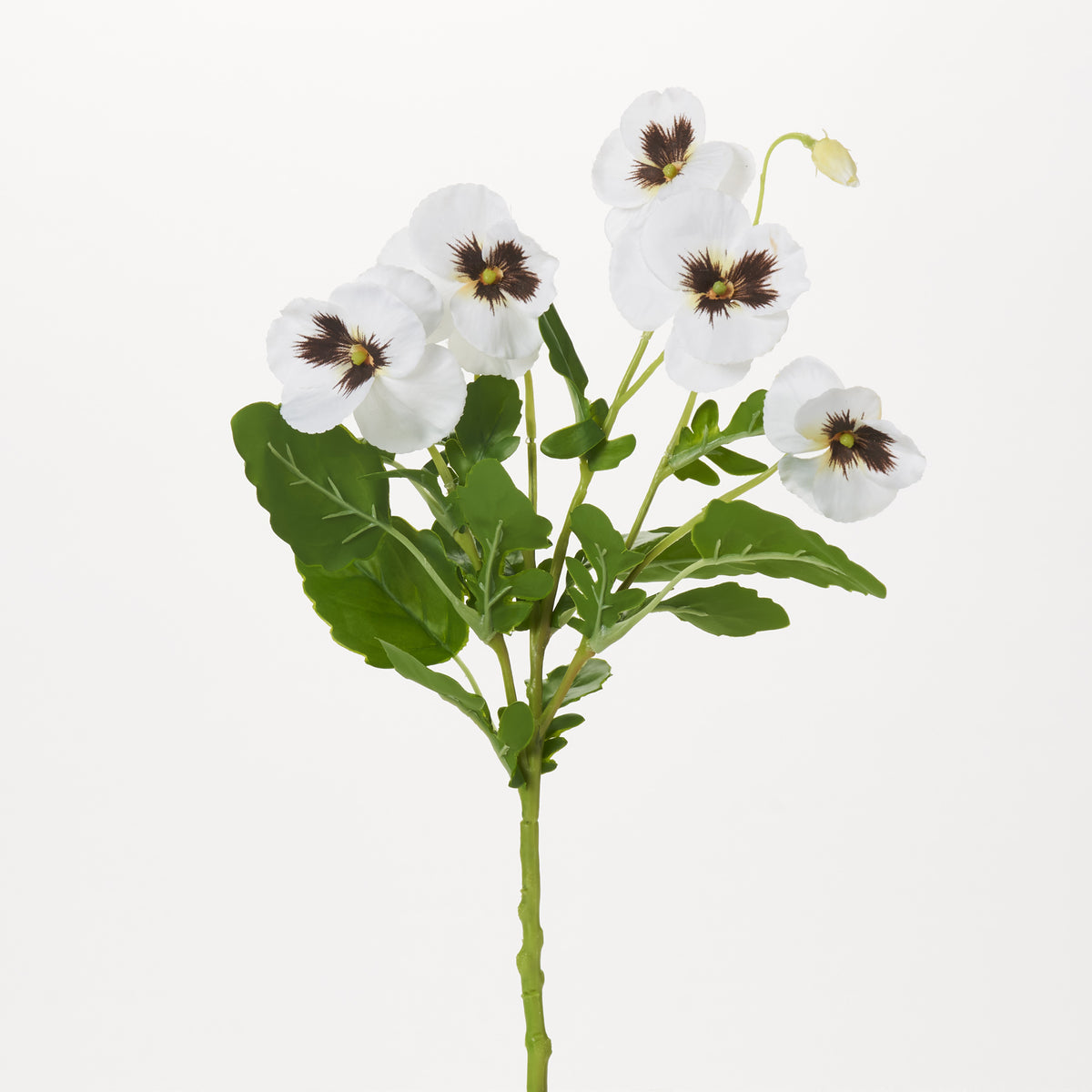 White Faux Floral Silk Pansy Spray with Wired Stems - 15" – Darby Creek ...