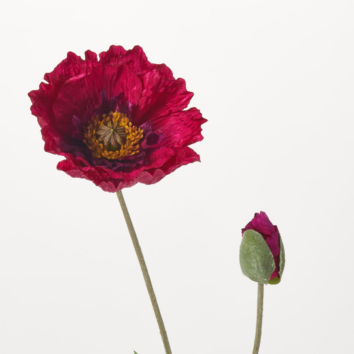 Magenta Pink Bloom & Bud Silk Poppy Spray Stem - 27" – Darby Creek Trading