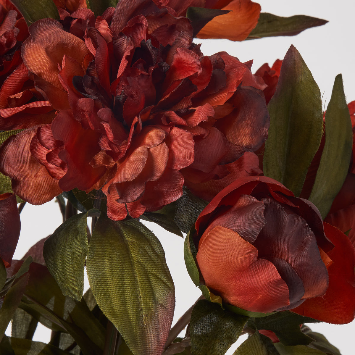 Rust Orange Silk Duchess Peony Blooms Bush Stem Bouquet - 19" – Darby ...