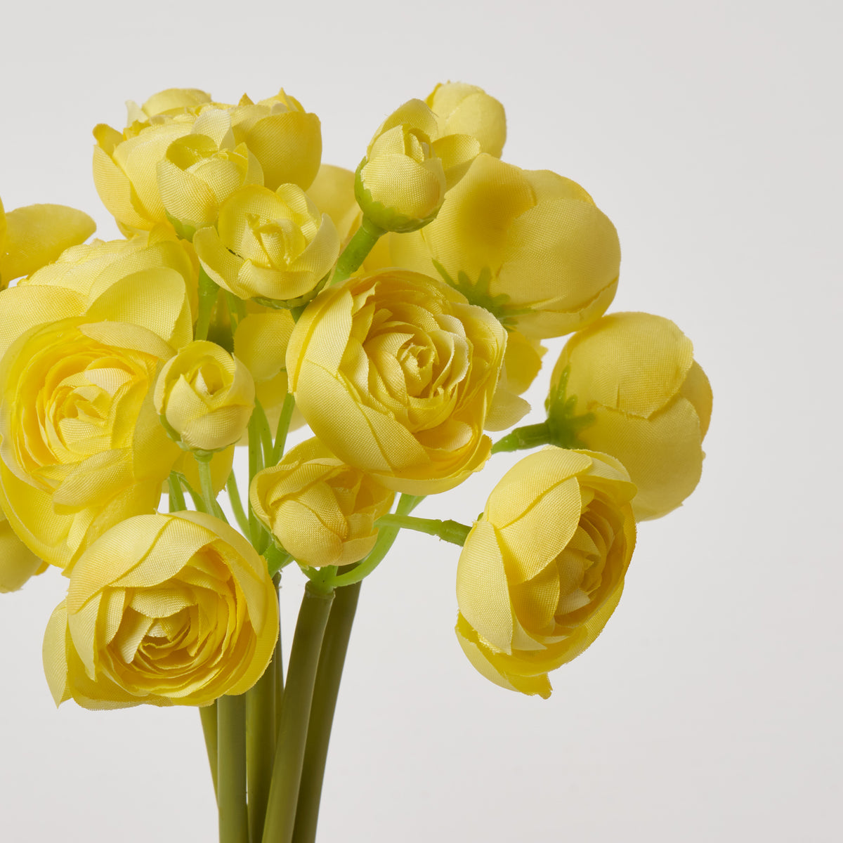 Lemon Yellow Silk Ranunculus Bouquet Bundle of 6 Small Bloom & Bud Ste ...