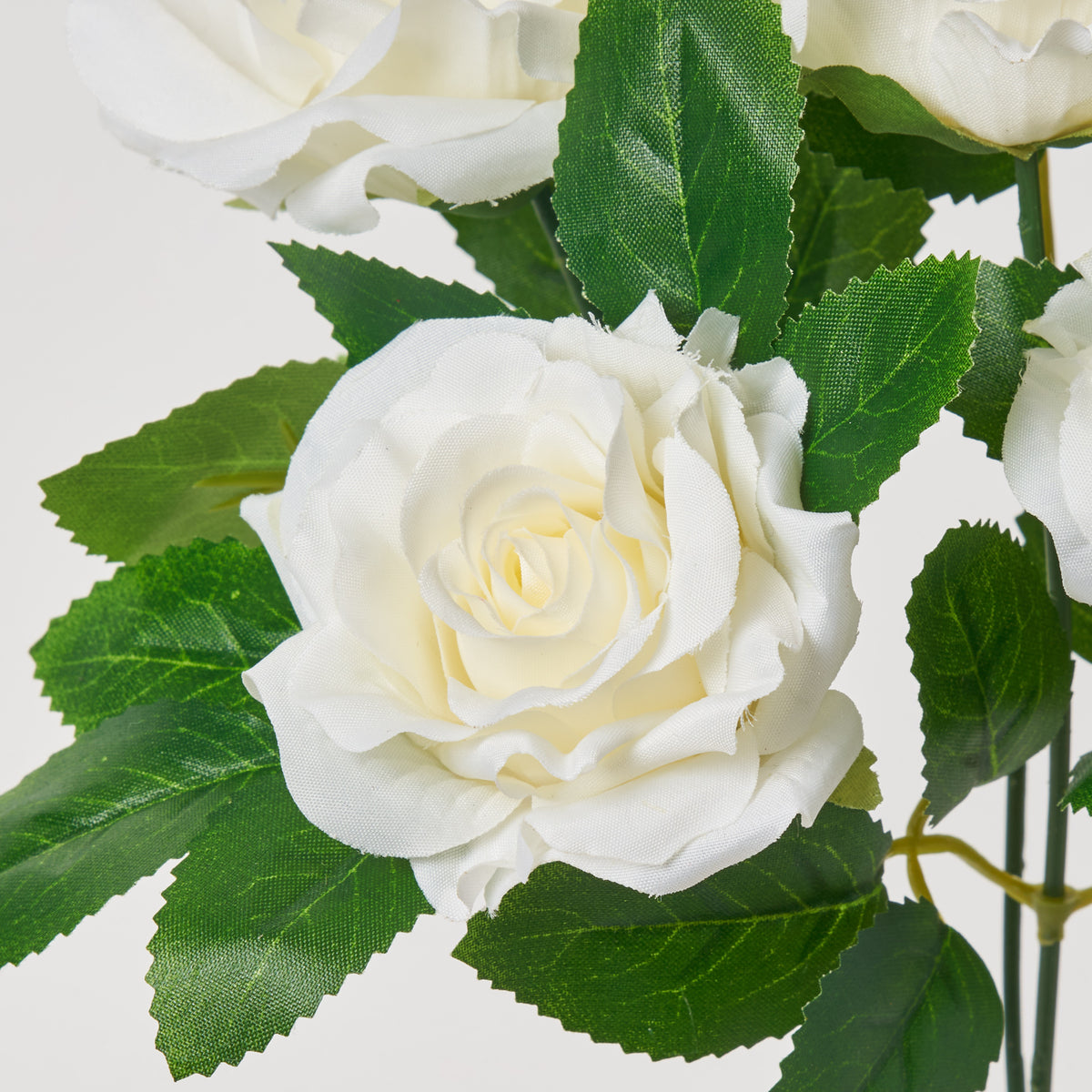 White Silk Rose Bush Stem Bouquet - 11" – Darby Creek Trading