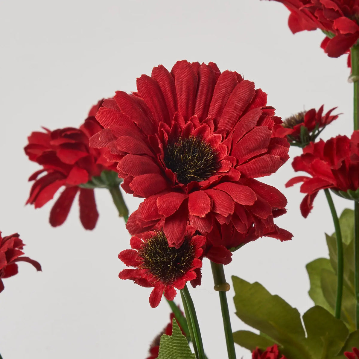 Mini Venetian Red Gerbera Daisy Bush Silk Faux Floral Stem Bouquet ...