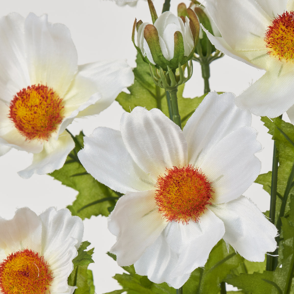 White Cosmo Blooms Faux Floral Bush Spray - 18" – Darby Creek Trading