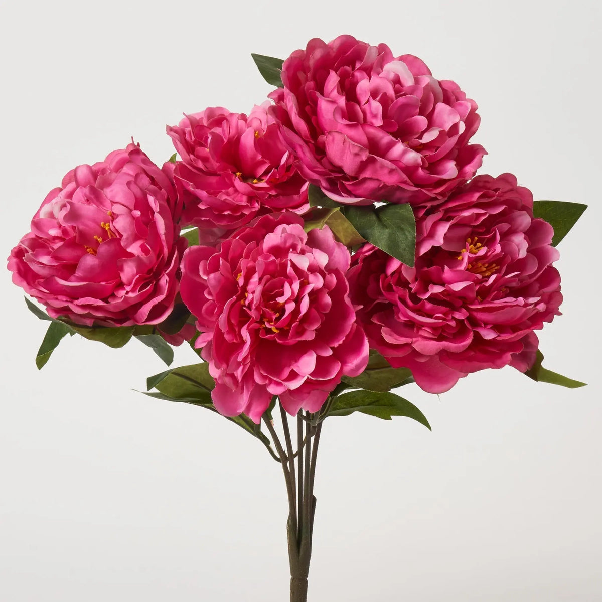 Fuchsia Pink Silk Peony Blooms 5 Stem Faux Floral Bouquet - 16" – Darby ...