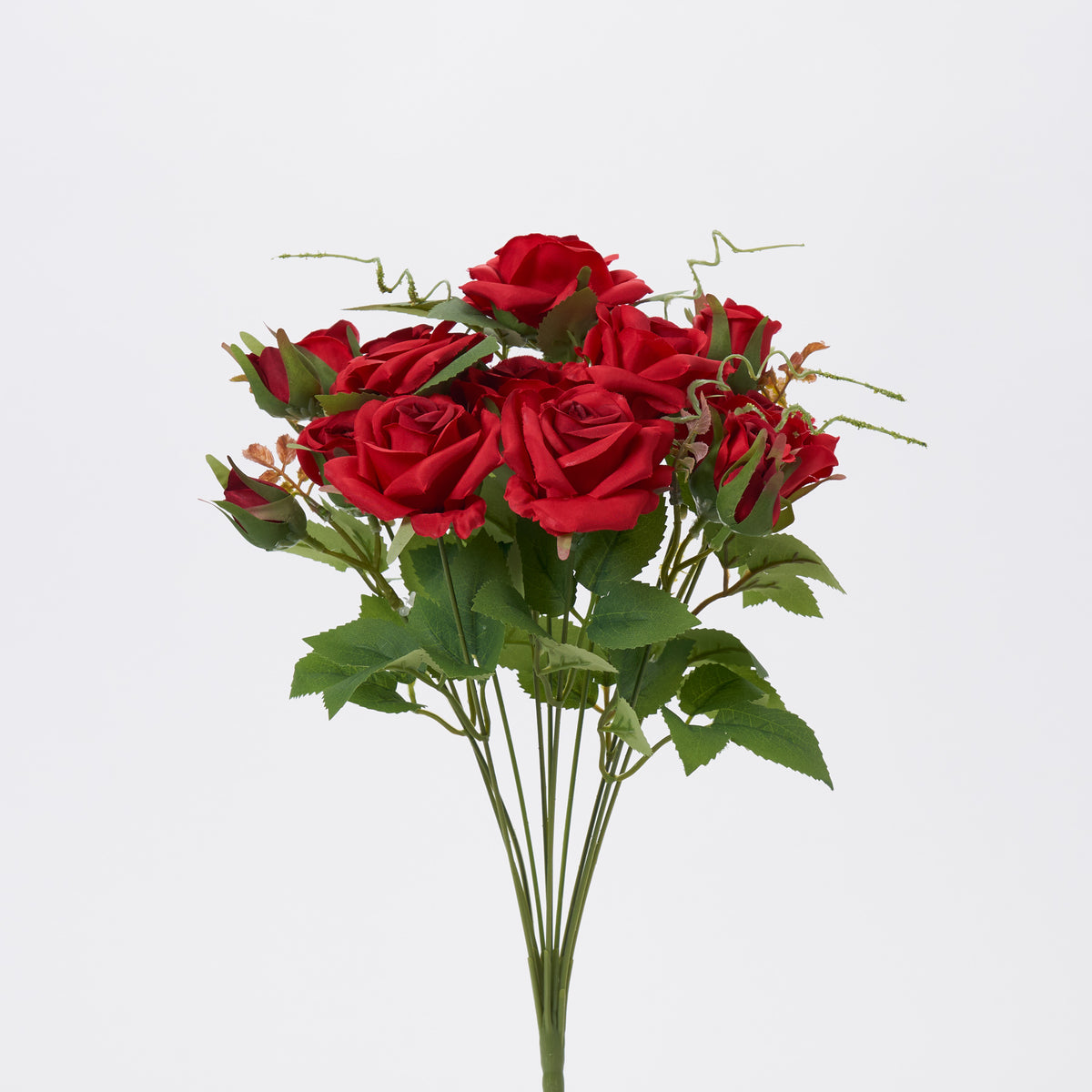 Red Silk Rose Bloom Bush Spray Faux Floral Stem Bouquet - 16" – Darby ...