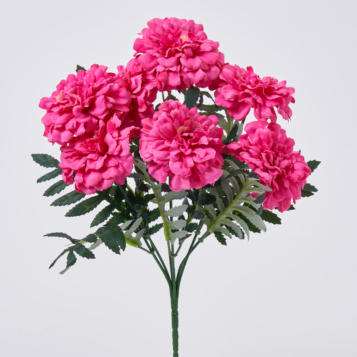 Fuchsia Pink Silk Marigold Blooms Faux Bush Stem Bouquet - 12" – Darby ...
