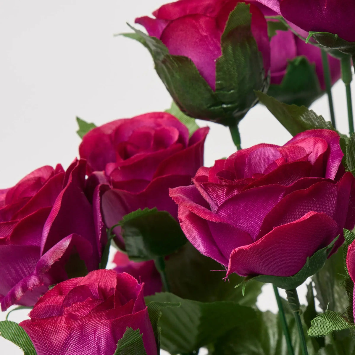 Blooming Magenta Purple Silk Rose Bouquet Faux Floral Bush Spray - 24 ...