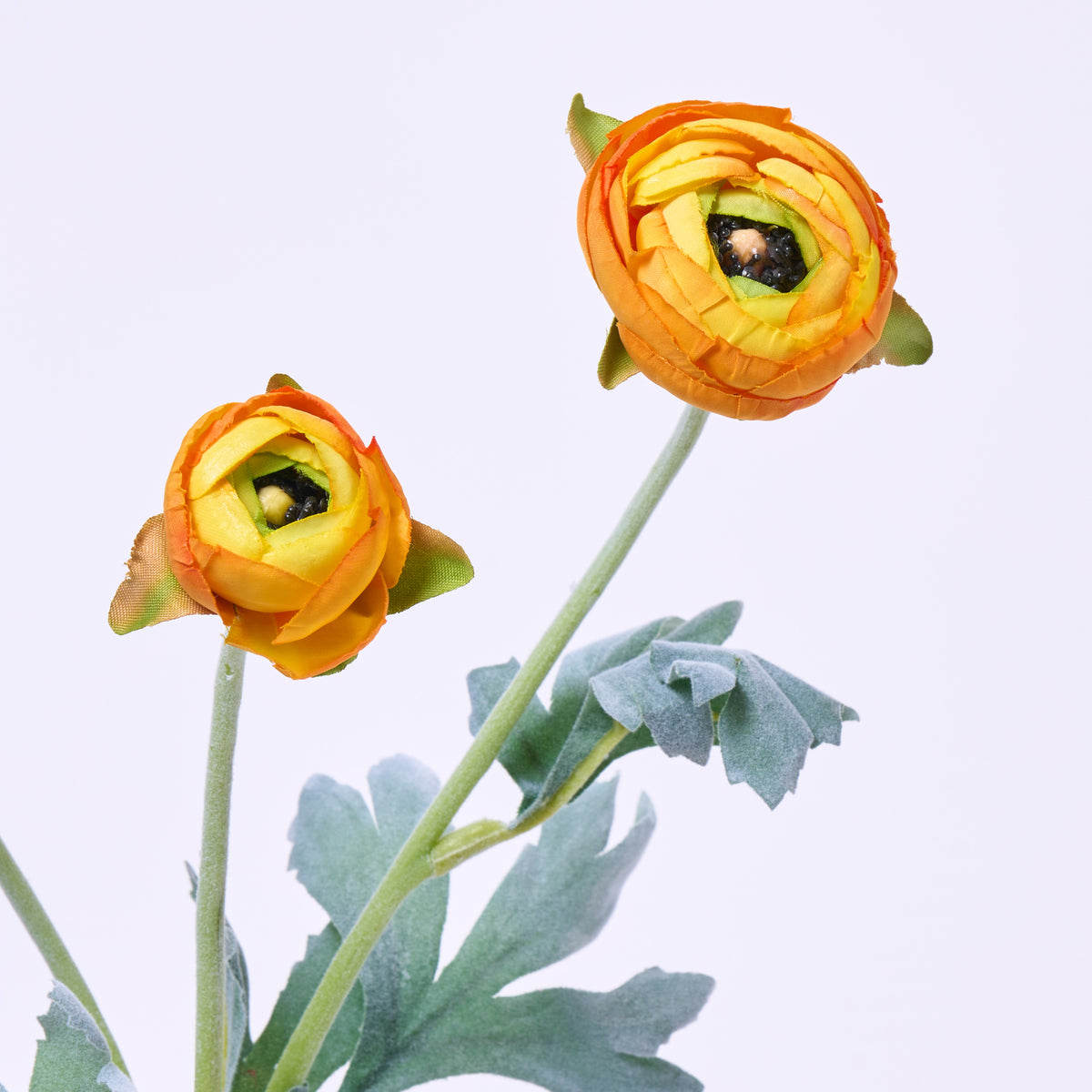 Orange & Yellow Mini Ranunculus Branch Single Stem Faux Floral Spray ...