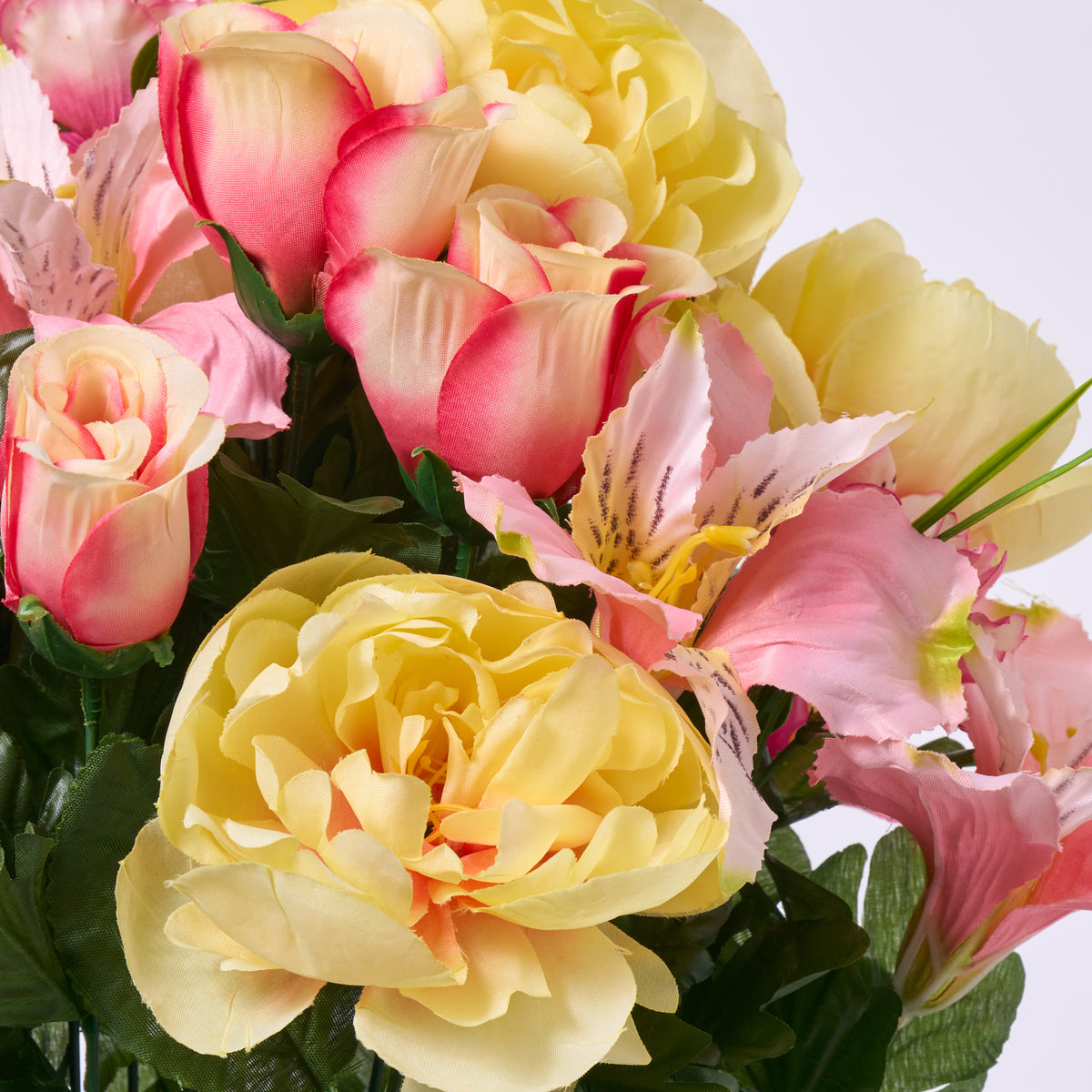 Pastel Spring Alstro, Peony & Rose Bouquet Mixed 24 Stem Faux Floral B ...