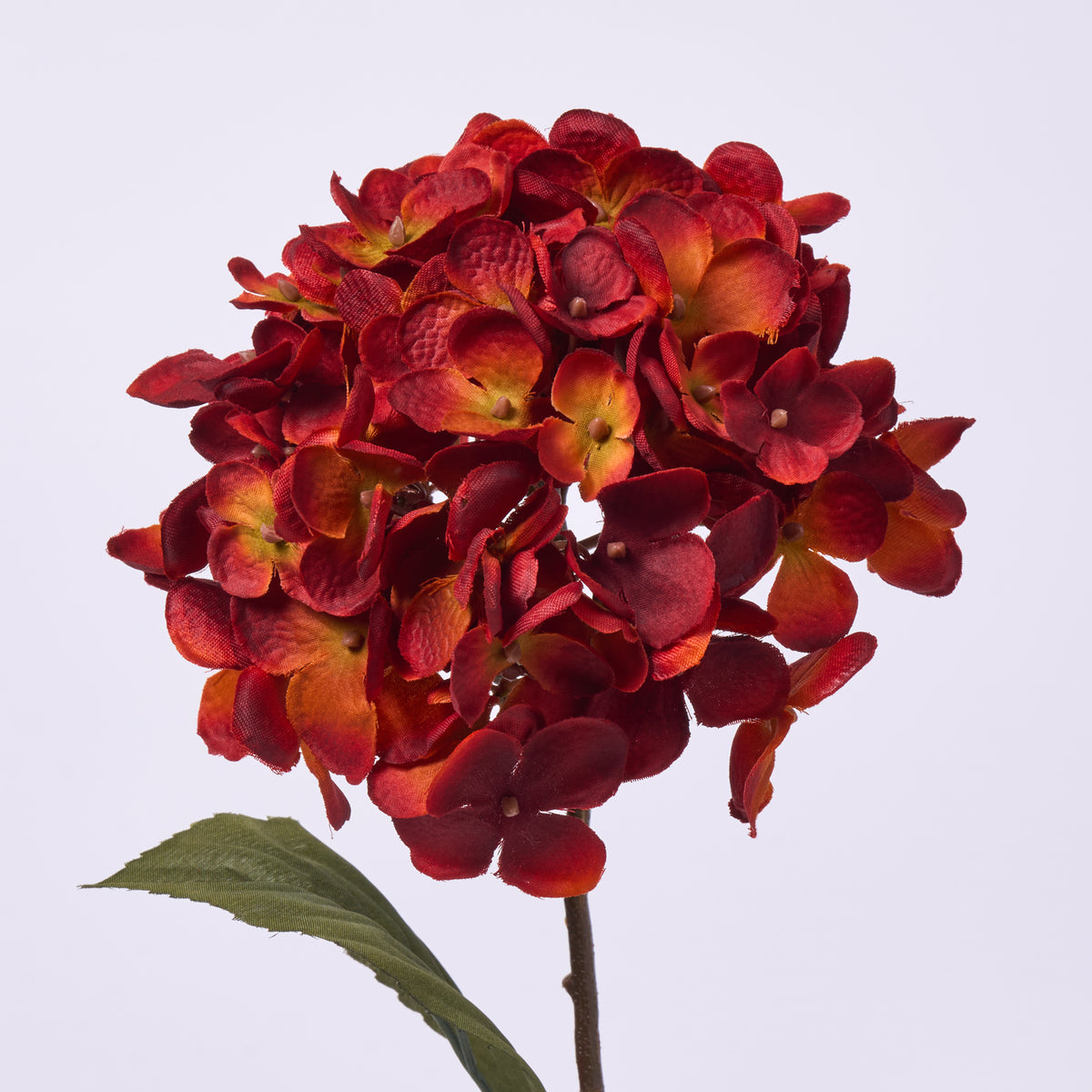 Rust Orange Silk Faux Hydrangea Bloom Single Stem Faux Floral Spray ...