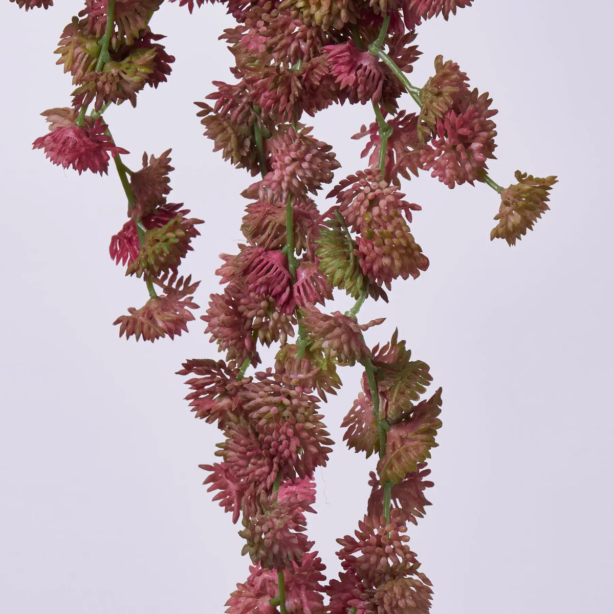 Real Touch Burgundy Red & Green Sedum Leaf Faux Hanging Vine Pick Spra ...