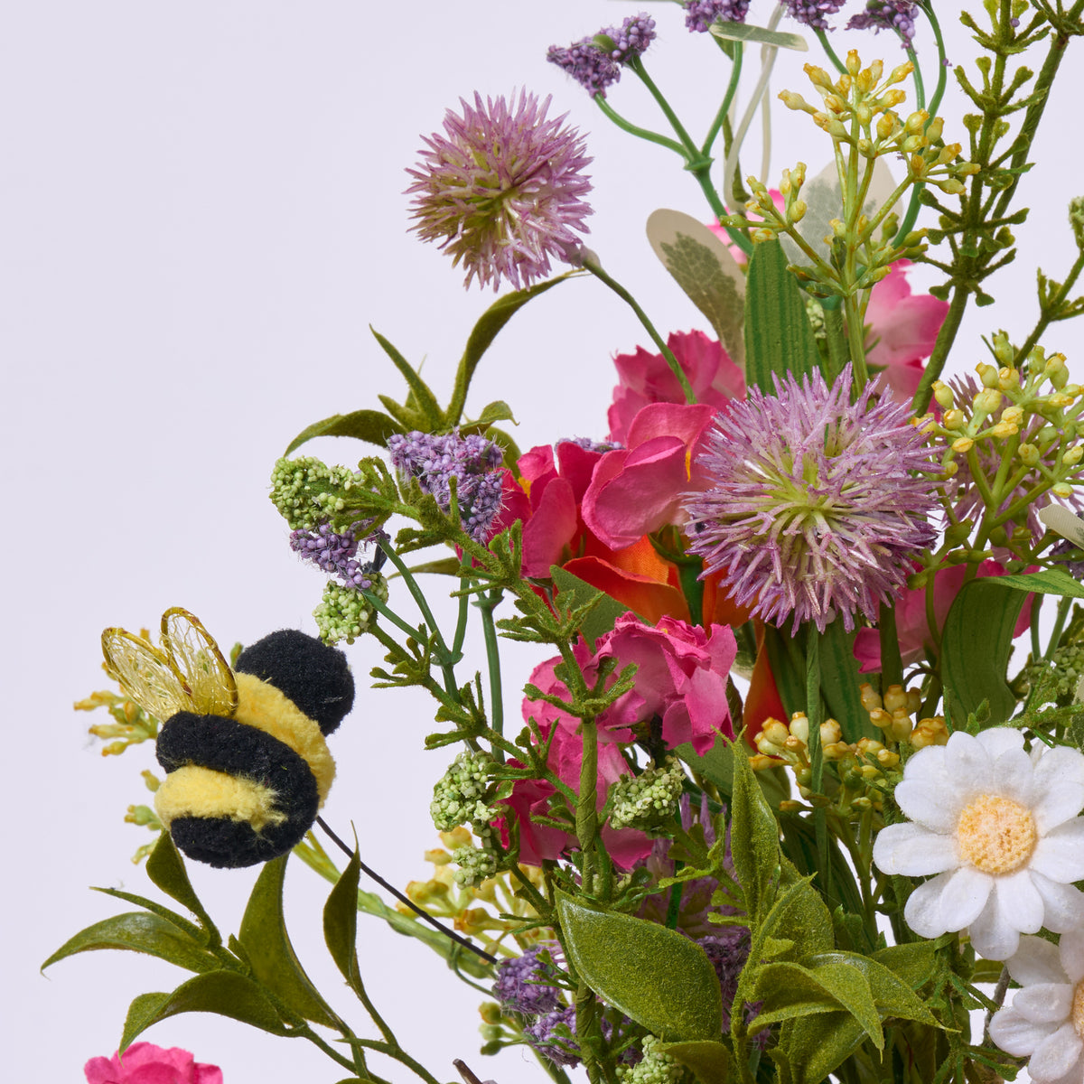 Mixed Summer Faux Florals & Fluttering Bee Pollinator Bouquet Spray ...