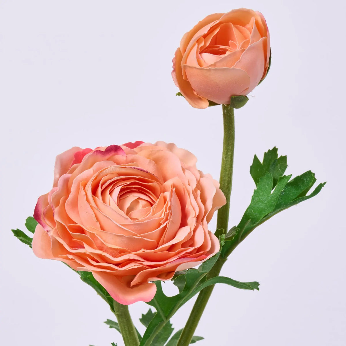 Coral Orange Real Touch Ranunculus Bloom & Bud Spray Single Faux Flora ...